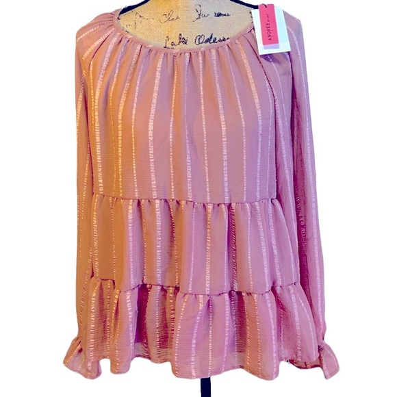 Andree | Tops | Andree Womens Tiered Blush Pink Rufflesleeve Boho Top ...